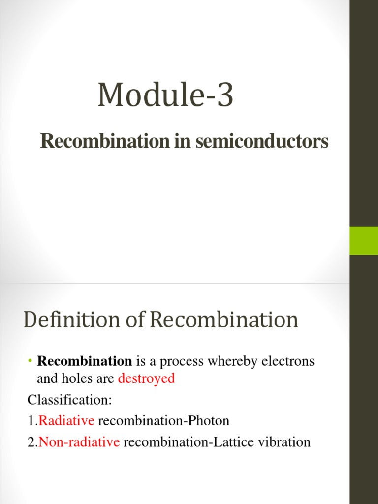 Module-3: Recombination in Semiconductors | PDF | Electrodynamics ...