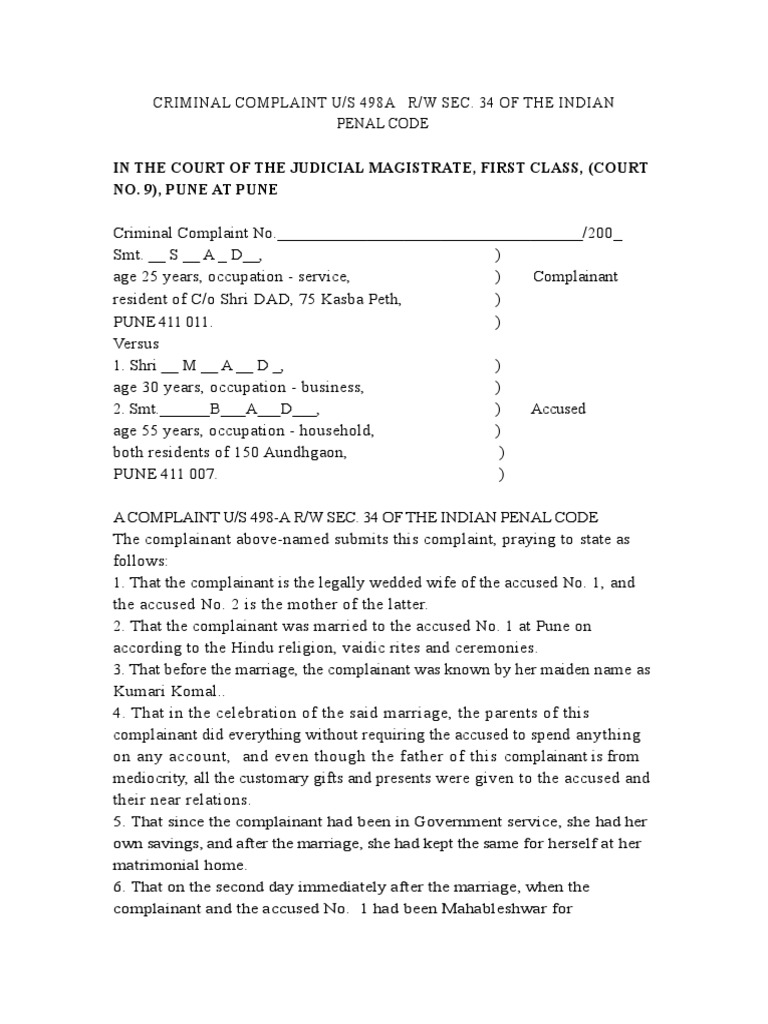 In The Court of The Judicial Magistrate, First Class, (Court No. 9), Pune at Pune | PDF ...