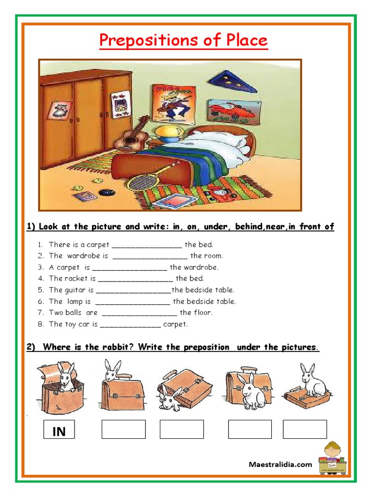 Prepositions of place exercises