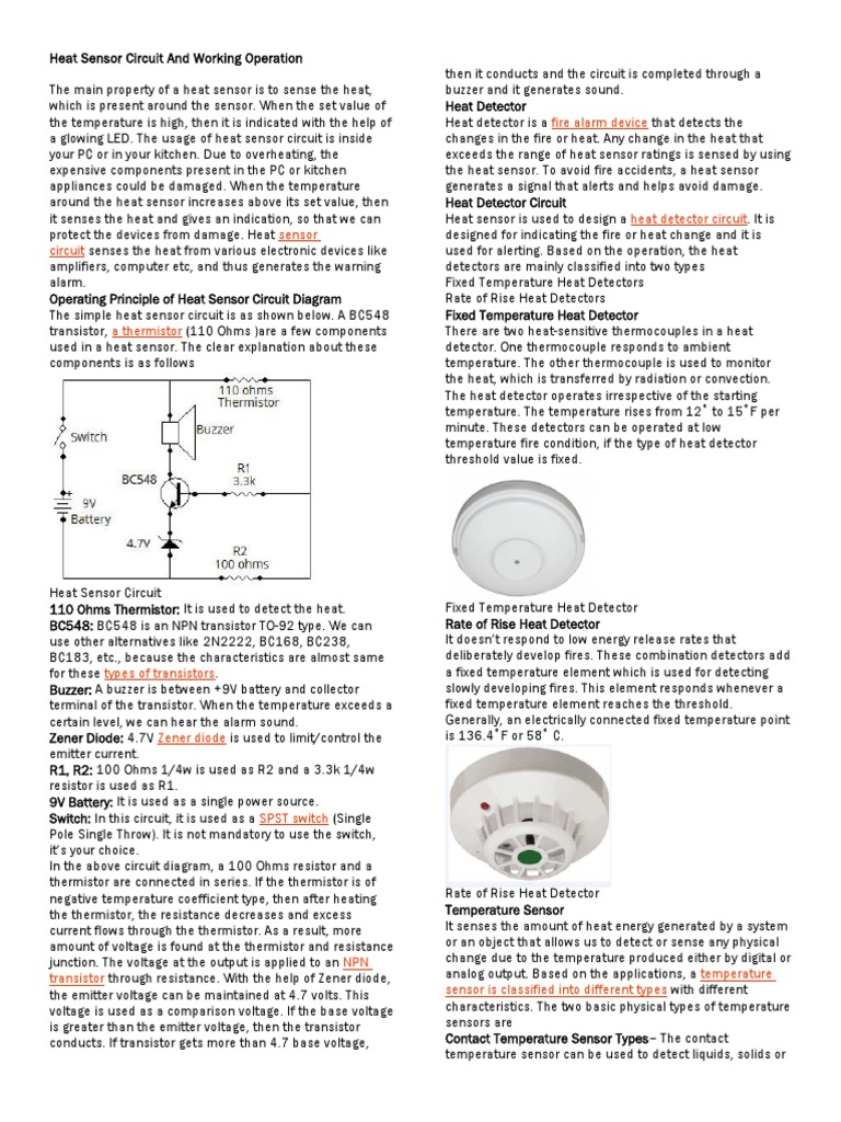 Working Operation of The Heat Sensor Circuit | PDF | Sensor | Bipolar ...