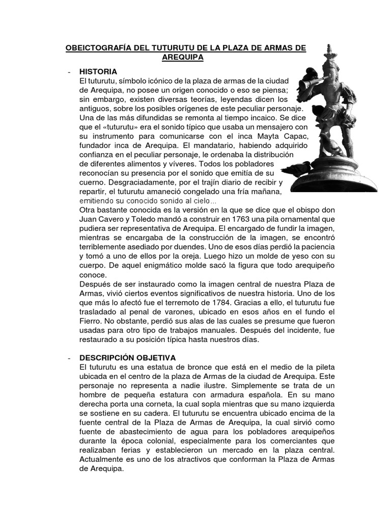Obeictografía Del Tuturutu de La Plaza de Armas de Arequipa | PDF ...