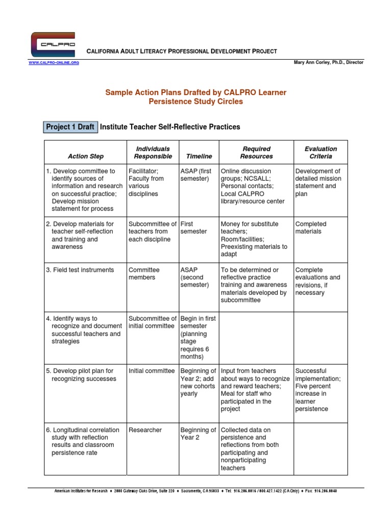 Sample Action Plans | PDF | Mentorship | Goal Setting