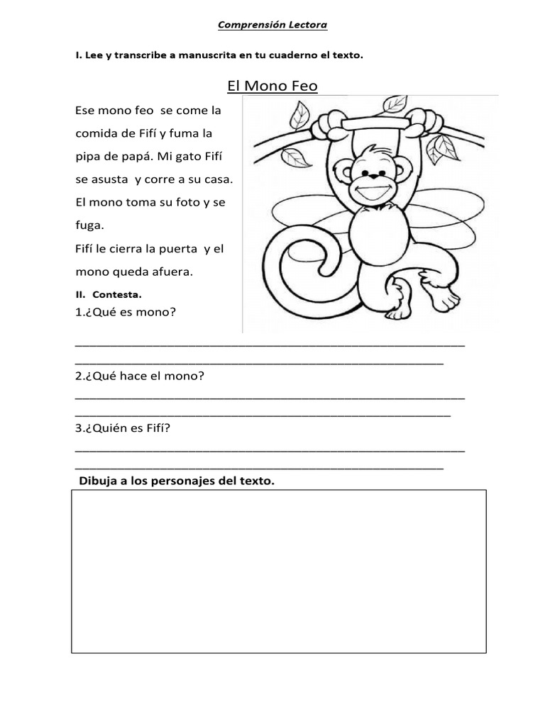 Comprensión Lectora El Mono Feo | PDF