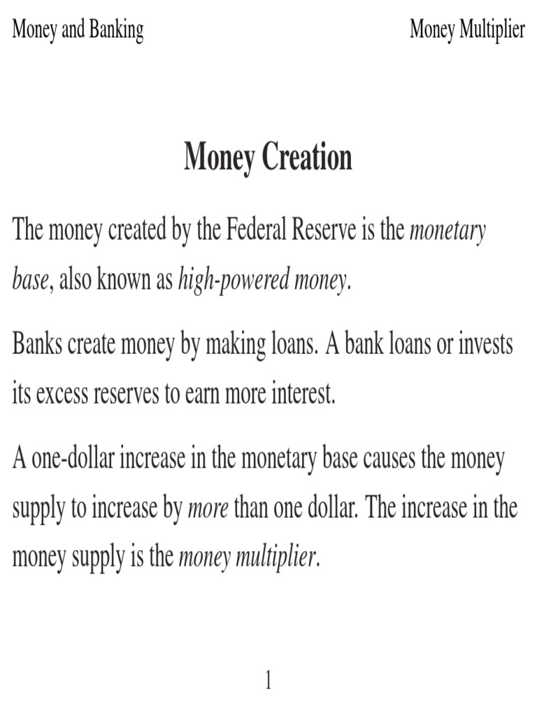 Money Creation: Base, Also Known As High-Powered Money | PDF | Money ...