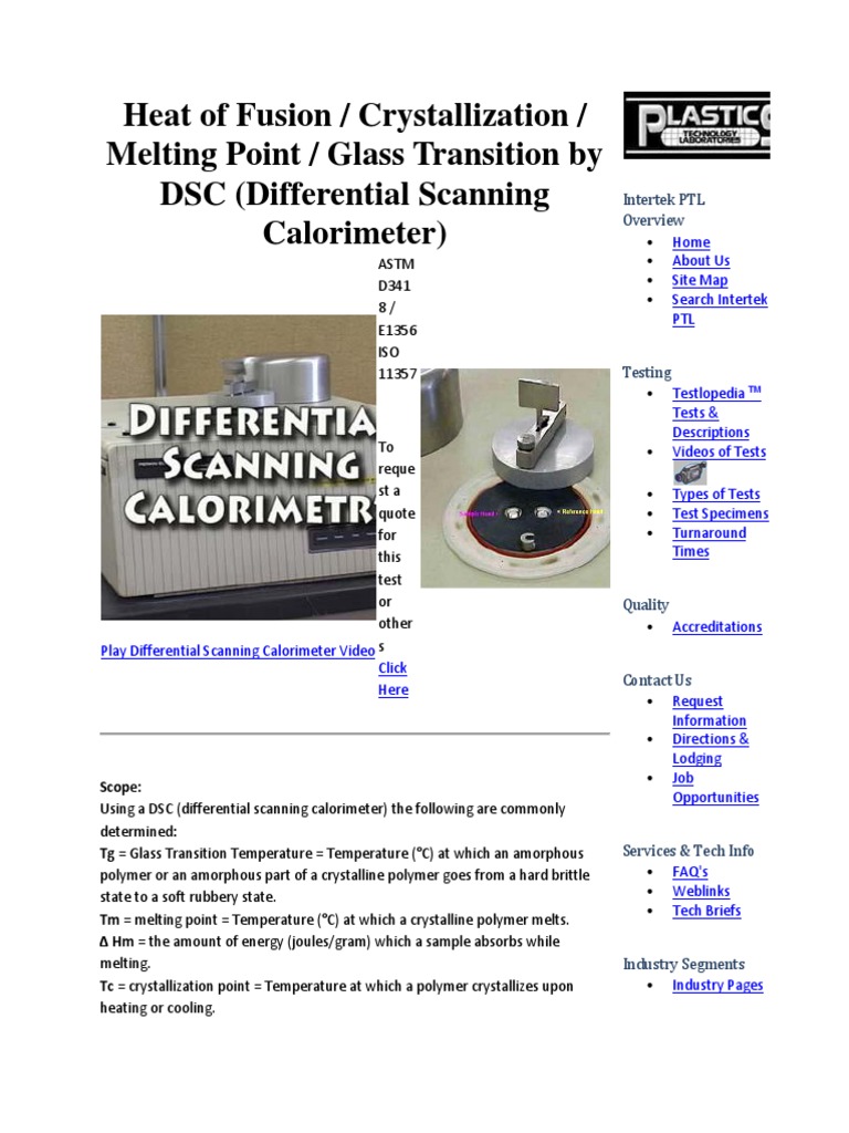 Heat of Fusion | PDF | Differential Scanning Calorimetry | Polymers