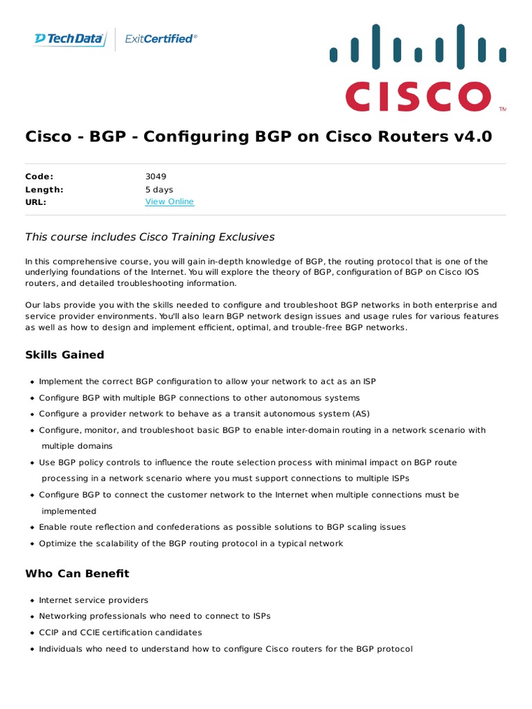 BGP Configuring BGP On Cisco Routers v4 0 | PDF | Routing | Router ...