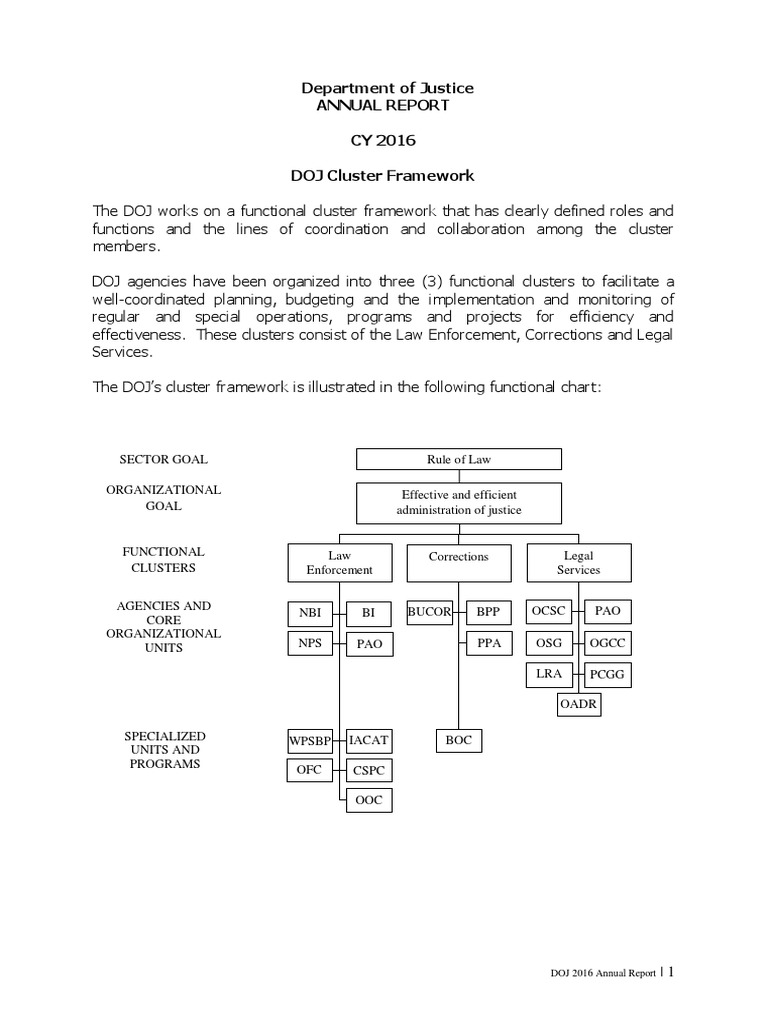 An Overview of the Department of Justice's Functional Cluster Framework ...