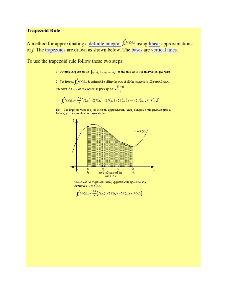 Definite Integral Linear Trapezoids Bases Vertical Lines | PDF