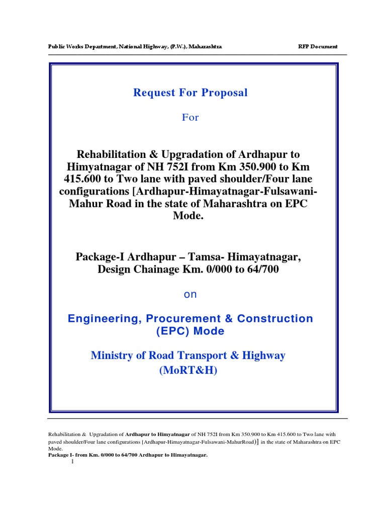 Request For Proposal: Engineering, Procurement & Construction (EPC) Mode | PDF | Request For ...