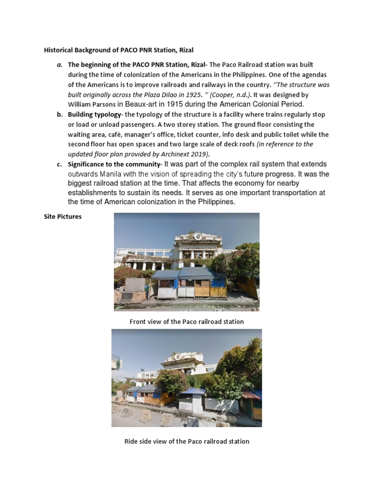 A. The Beginning of The PACO PNR Station, Rizal-The Paco Railroad ...