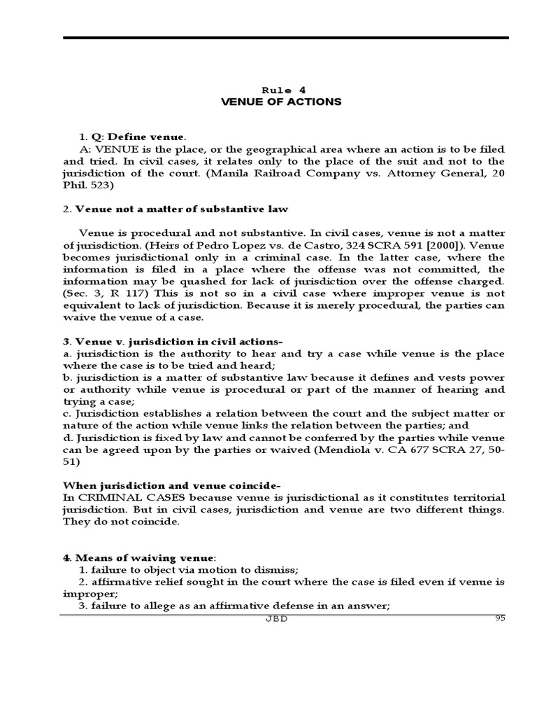 Rule 04 - Venue | PDF | Venue (Law) | Lawsuit