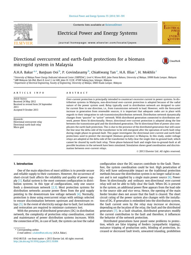 Directional Overcurrent and Earth-Fault Protections For A Biomass Microgrid System in Malaysia ...