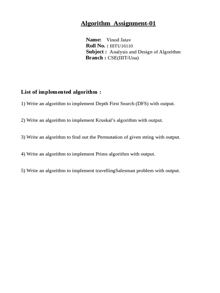 Algorithm Assignment | Download Free PDF | Discrete Mathematics | Areas ...