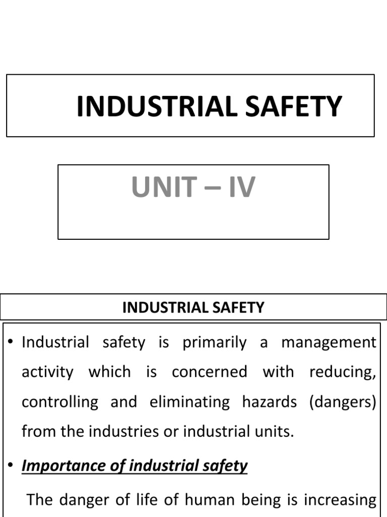 Industrial Safety: Unit - Iv | PDF | Occupational Safety And Health | Wellness