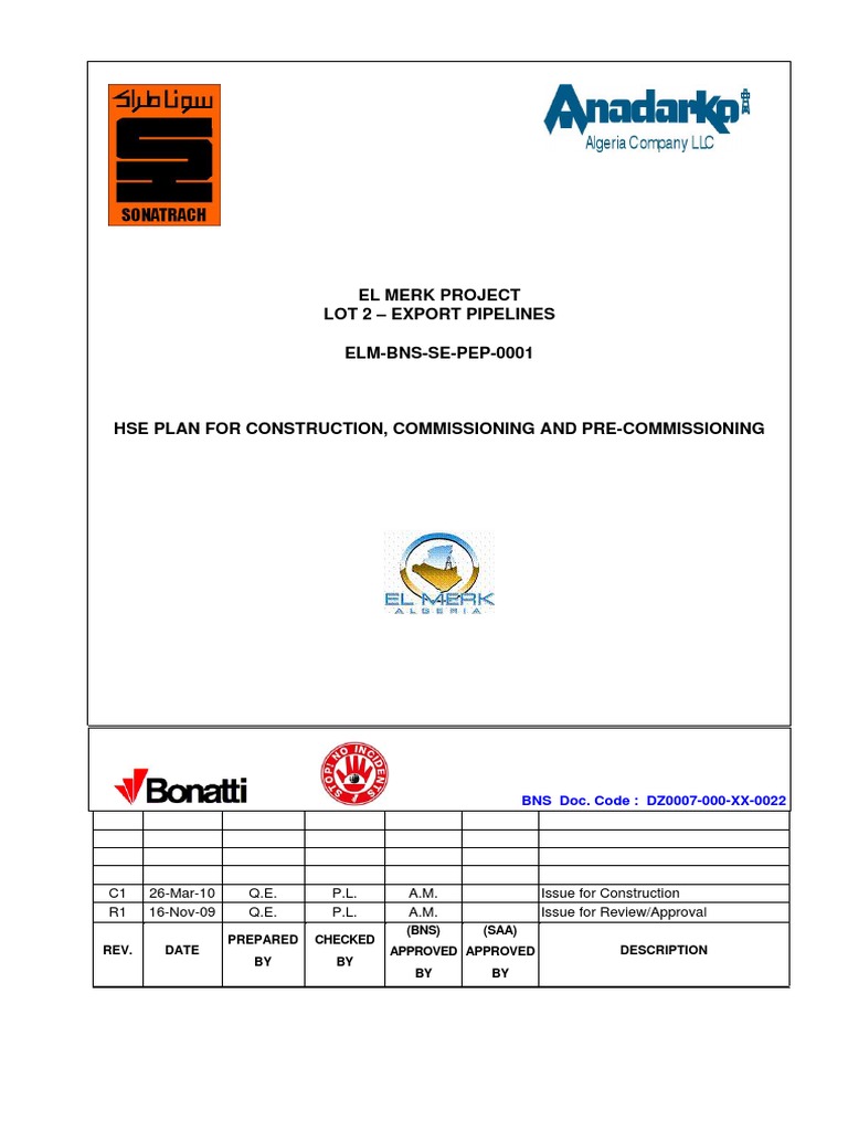 Hse Plan For Construction, Commissioning and Pre-Commissioning | PDF ...