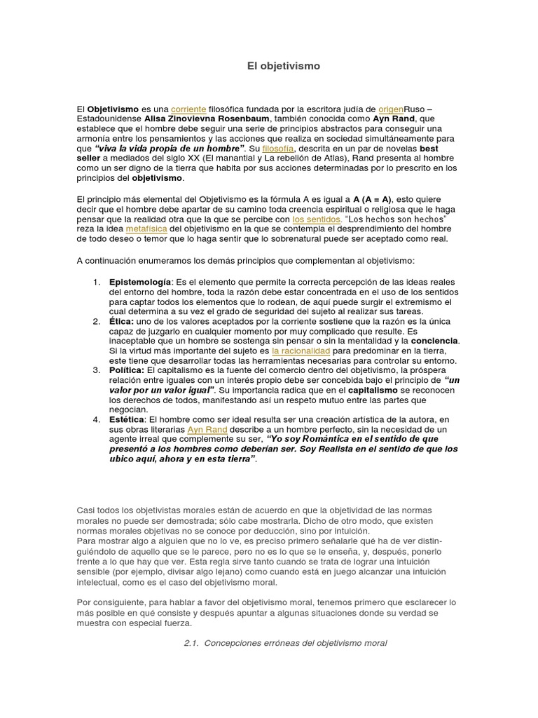 Objetivismo | Descargar gratis PDF | Objetivismo (Ayn Rand) | Filosofía