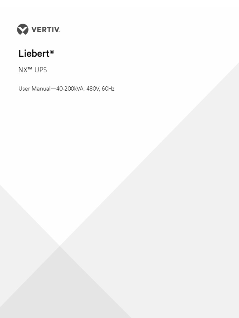 Liebert NX Ups 40 200kva User Manual | PDF | Voltage | Electrical ...