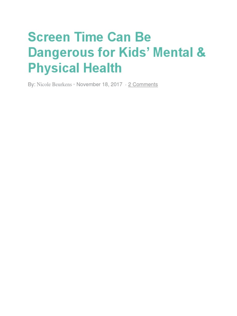 Risks of Excessive Screen Time for Kids | PDF | Cyberbullying | Sleep