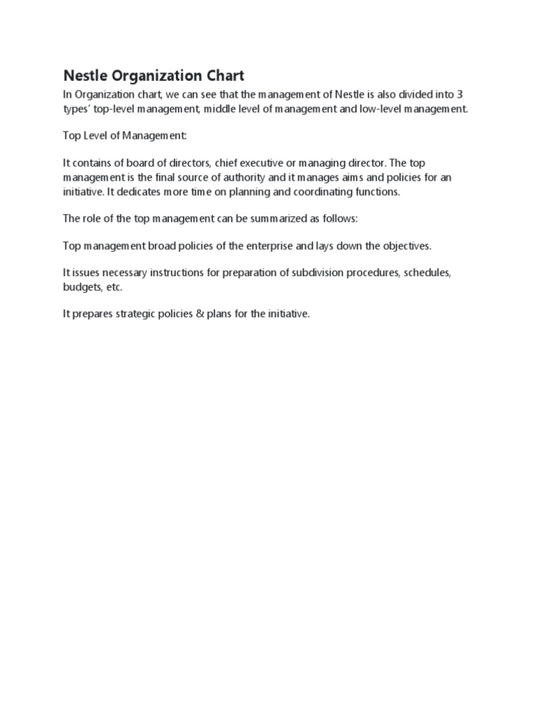 Nestle Organization Chart | PDF