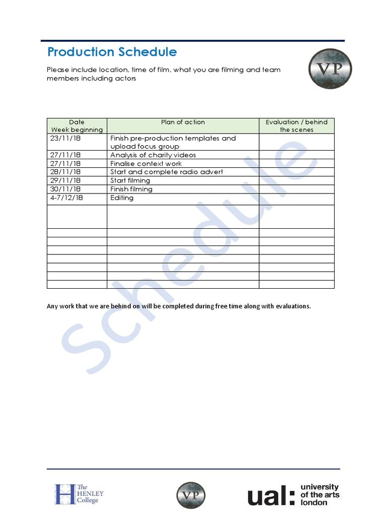 Production Schedule | PDF