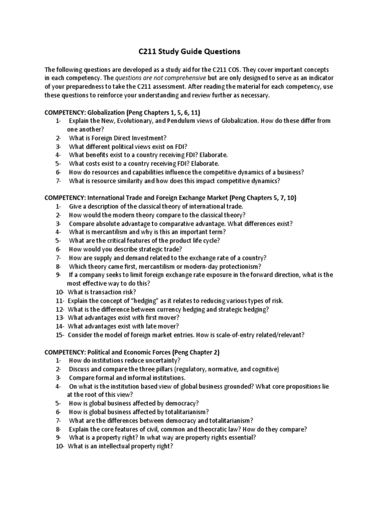 C211 Study Guide Questions | PDF | Price Elasticity Of Demand | Demand