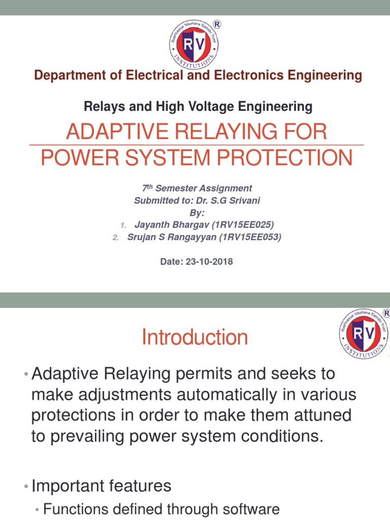 Adaptive Relaying For Power System Protection: Department of Electrical and Electronics ...