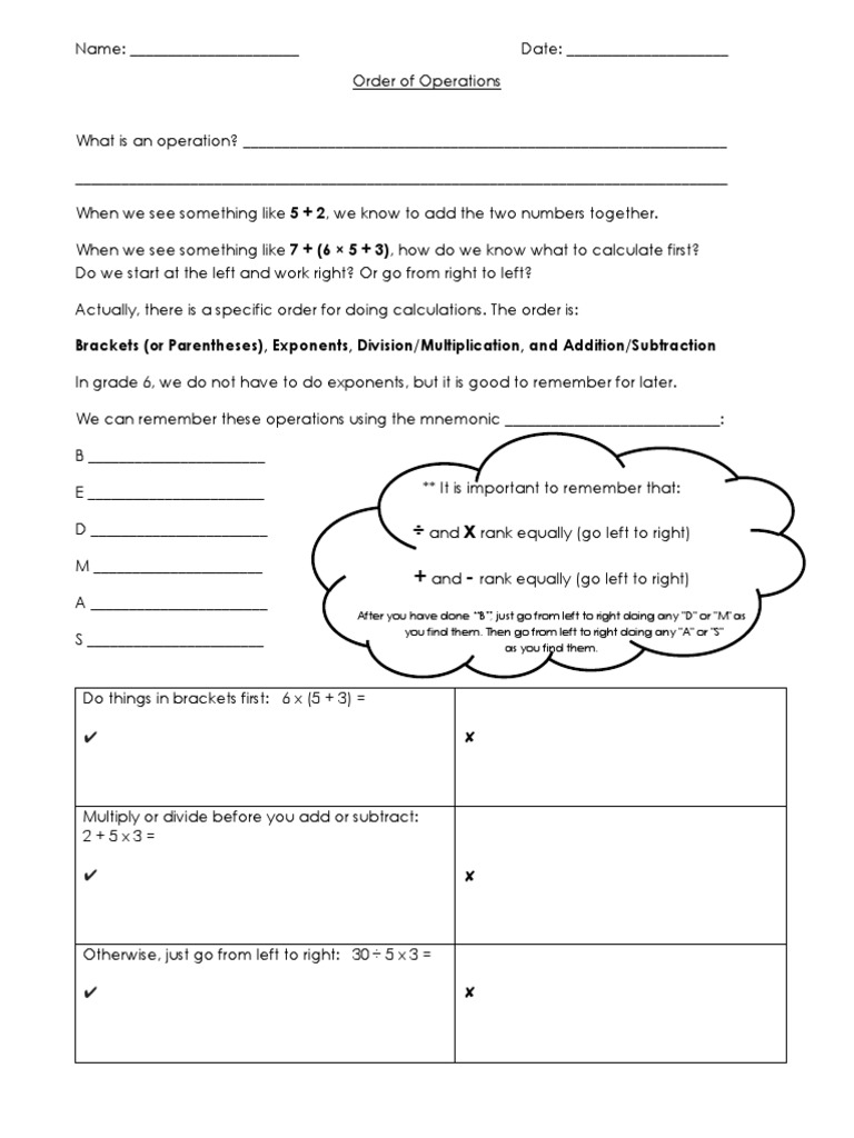 Order of Operations Notes LR | PDF