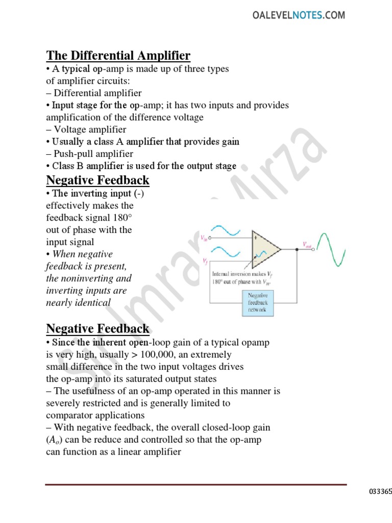 A Level Physics Notes On Op Amp | PDF | Operational Amplifier | Amplifier