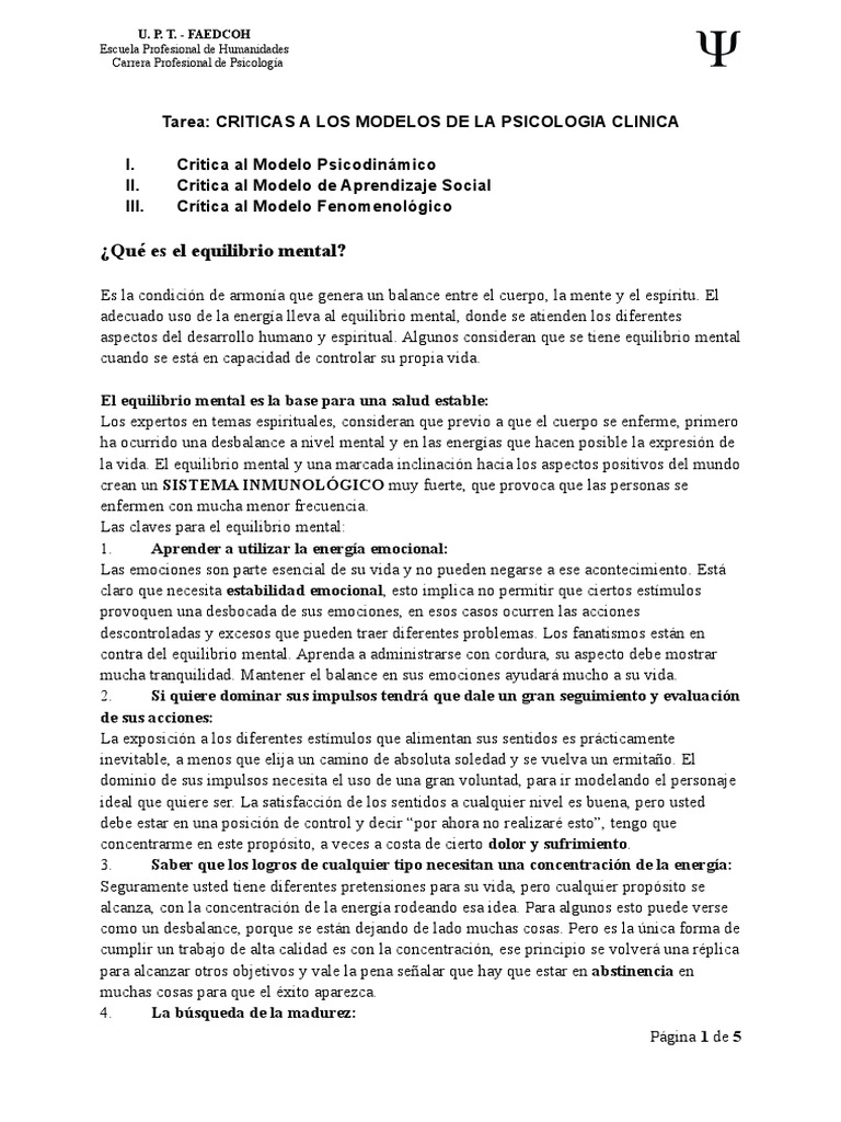 Claves para el Equilibrio Mental y Emocional | PDF | Las emociones ...