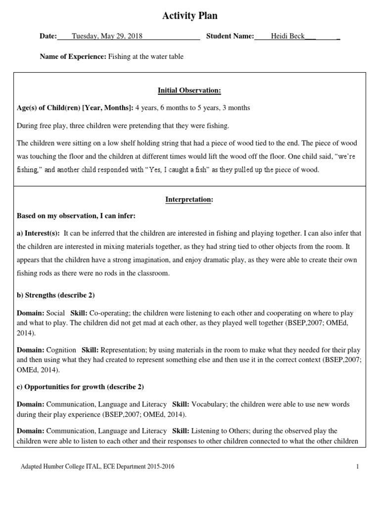 Watertable-Fishing Activity | PDF | Classroom | Neuropsychological ...