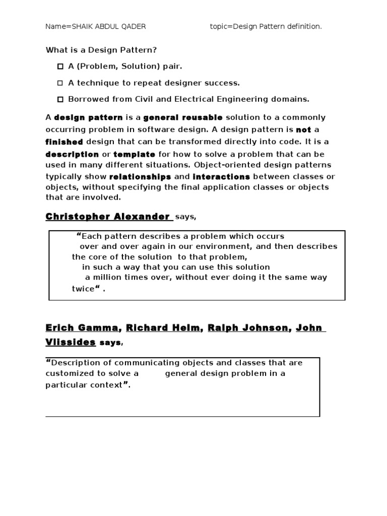 What Is A Design Pattern | PDF | Software Design Pattern | Object ...