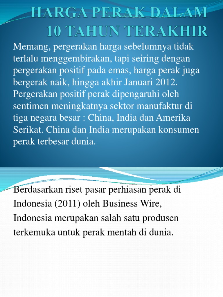 Harga Perak Dalam 10 Tahun Terakhir | PDF