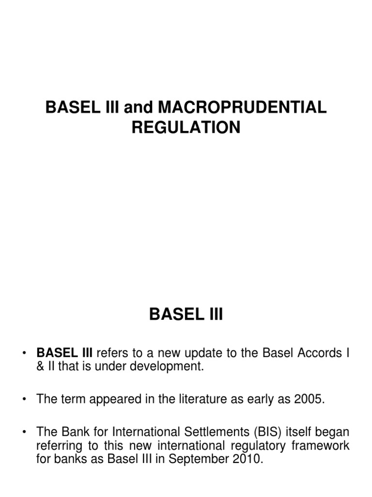 Banking Regulation - Basel III | PDF | Macroprudential Regulation ...