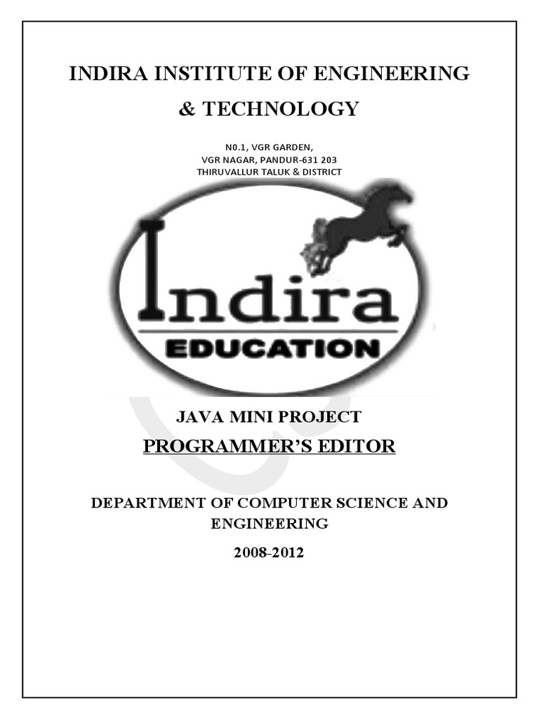 Indira Institute of Engineering & Technology: Programmer'S Editor | PDF ...