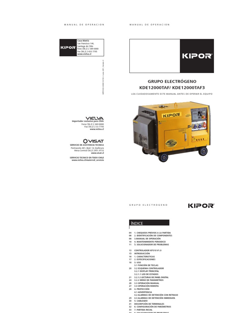 Kipor Manual de Configuracion PDF | PDF | Relé | Generador eléctrico