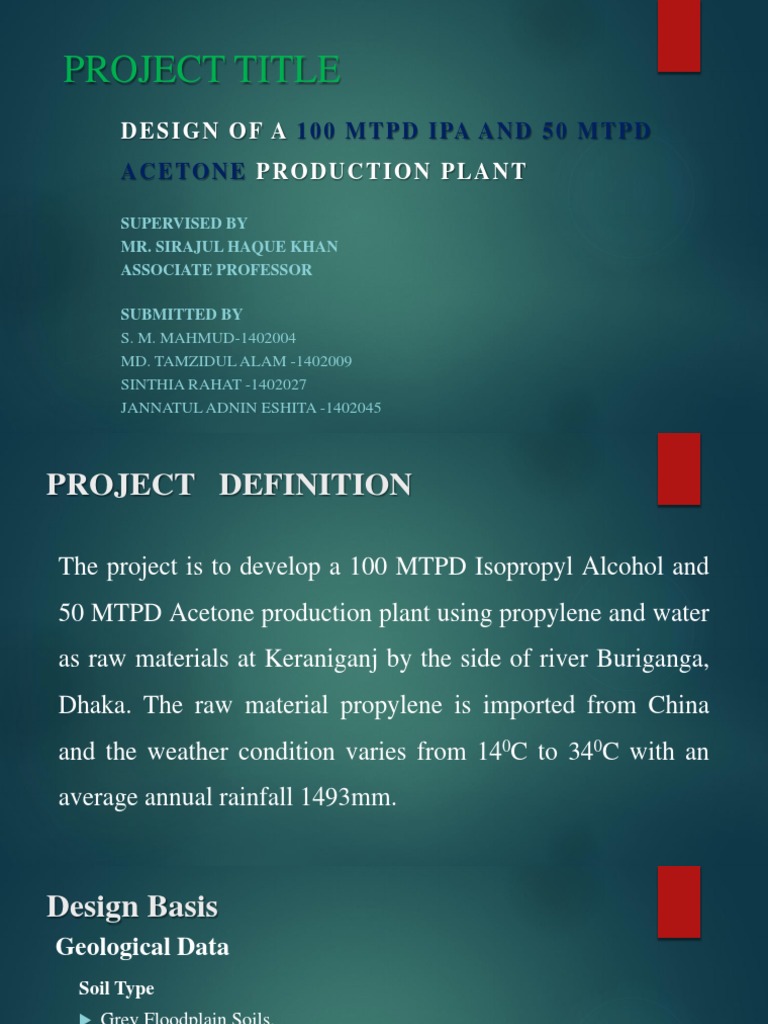 Acetone and IPA Design Presenation | PDF | Distillation | Heat Exchanger