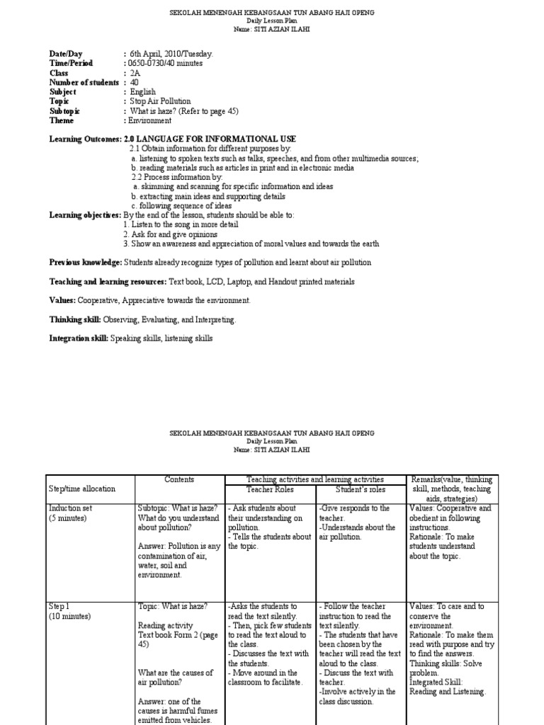 Listening Lesson Plan | PDF | Lesson Plan | Teachers