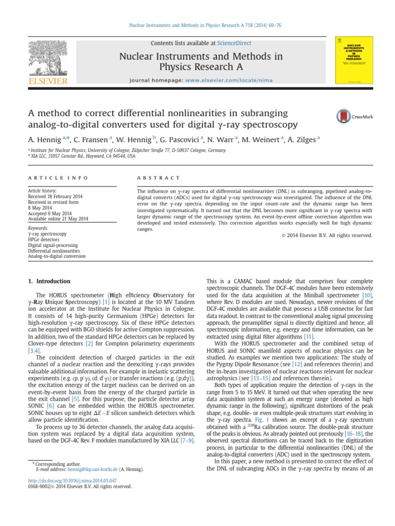 Nuclear Instruments and Methods in Physics Research A | PDF | Analog To ...