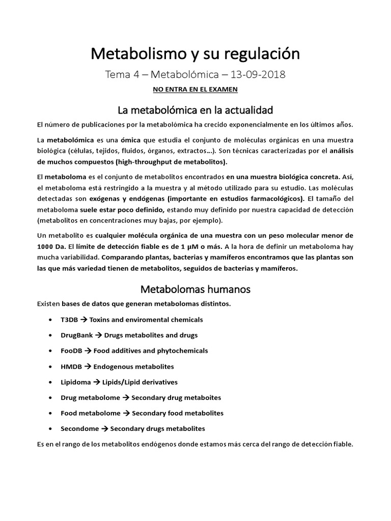 La metabolómica y su aplicación en el estudio del metaboloma humano ...