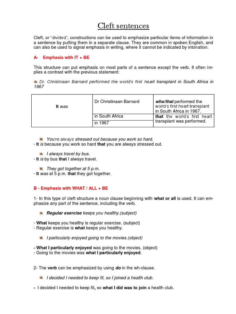 Cleft Sentences - Theory | PDF | Sentence (Linguistics) | Verb