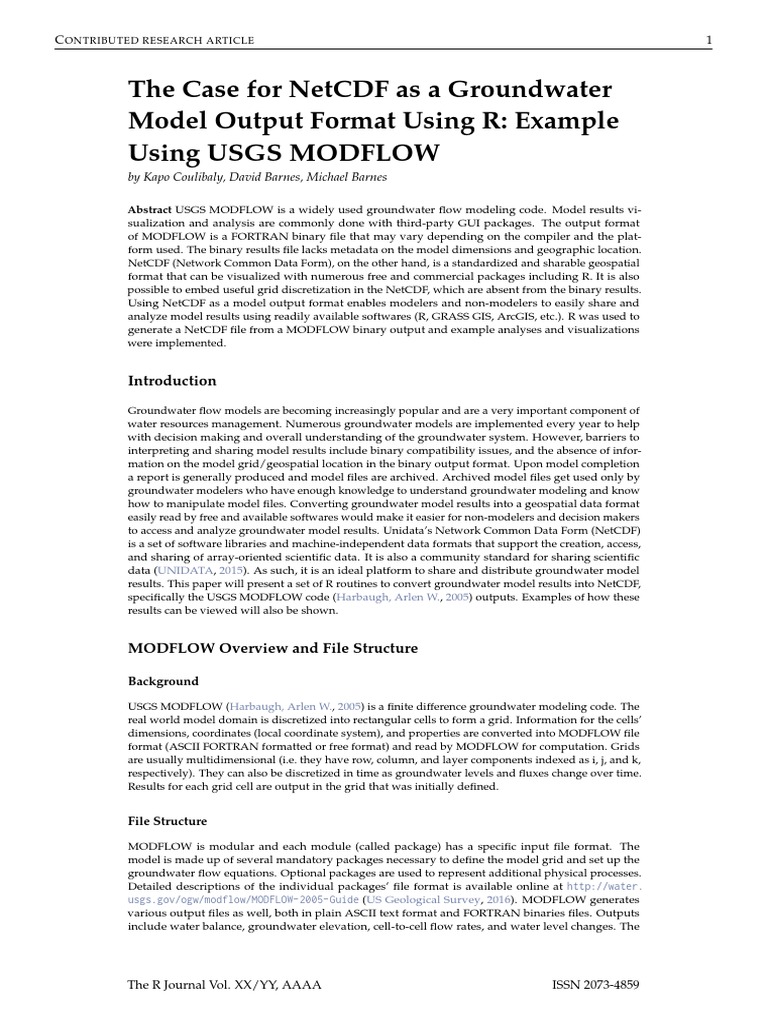 The Case For Netcdf As A Groundwater Model Output Format Using R ...
