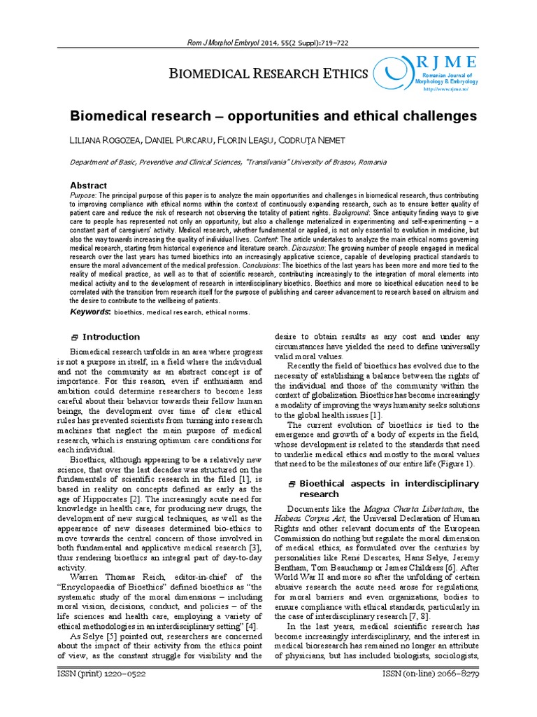 Opportunities and Ethical Challenges in Biomedical Research: Ensuring ...