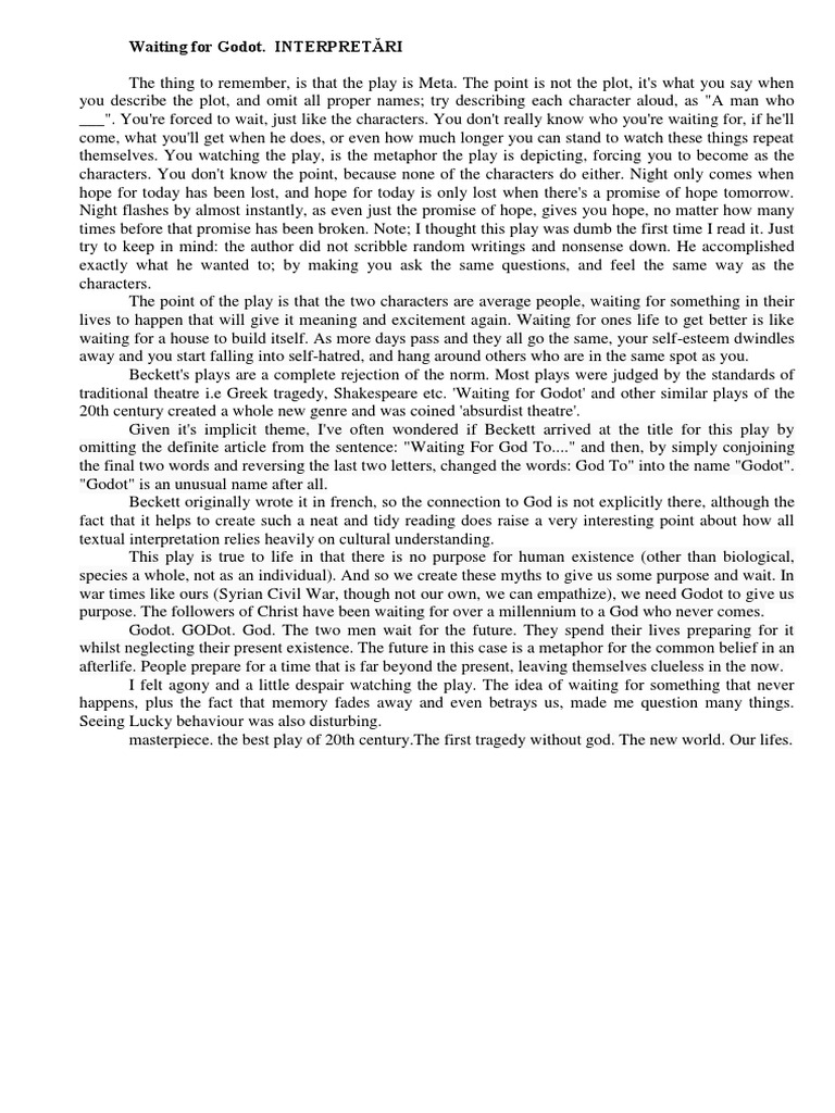 Waiting for Meaning: An Analysis of the Themes of Meaninglessness and ...