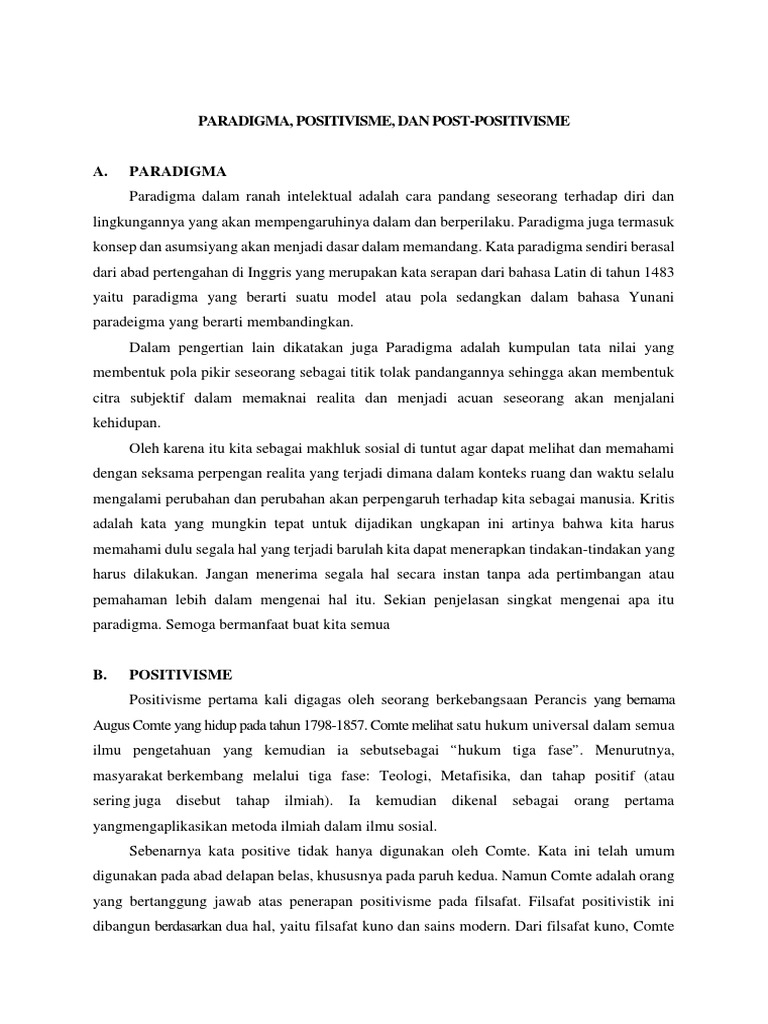 Paradigma Positivisme Postpositivisme | PDF
