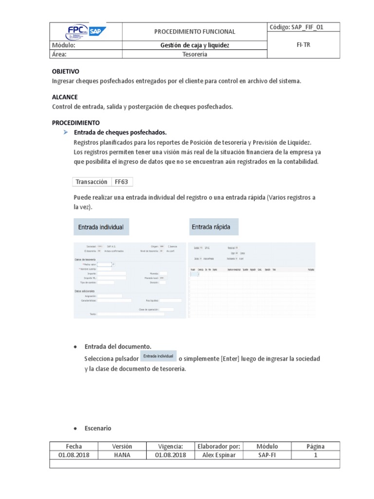 Cheq Pos Fechados SAP | PDF | Contabilidad | Liquidez de mercado