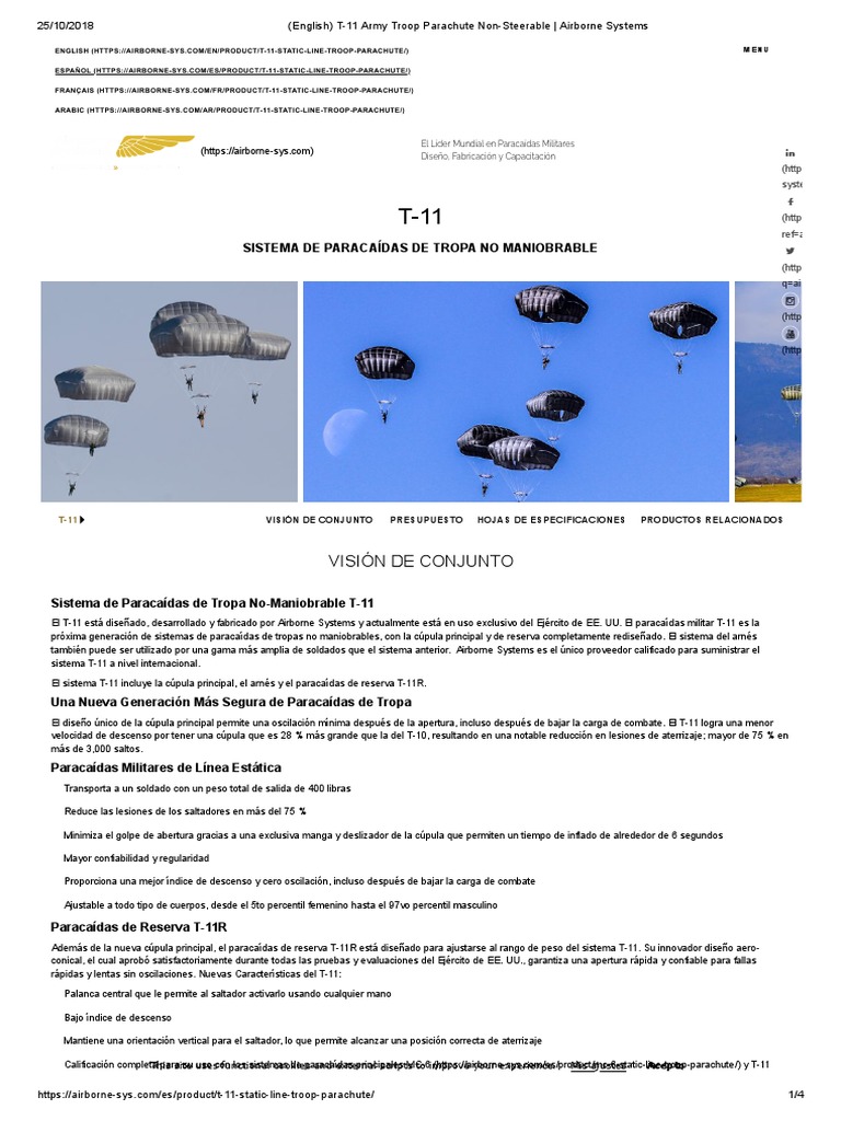 English T 11 Army Troop Parachute Non Steerable Airborne Systems