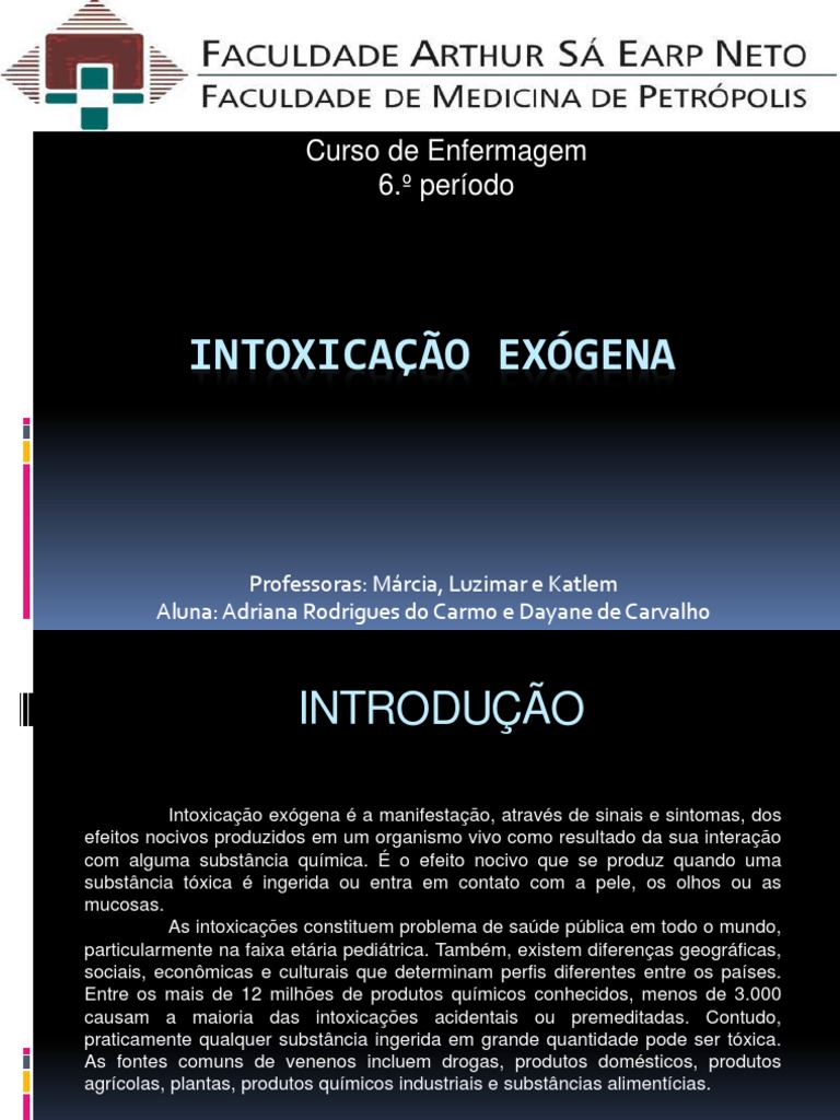 Intoxicação Exógena | PDF | Drogas | Toxicidade