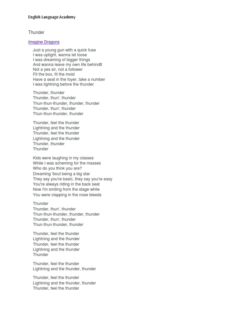 Analysis of the Song 'Thunder' by Imagine Dragons | PDF