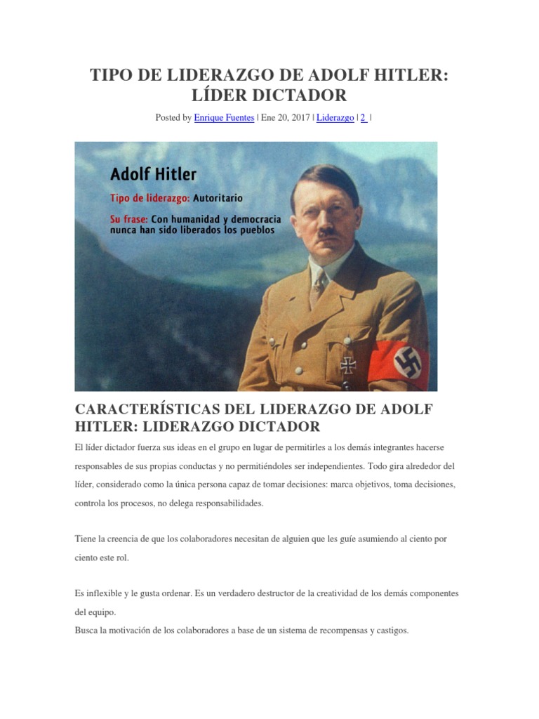 Liderazgo Hitler | PDF | Adolf Hitler | Alemania nazi