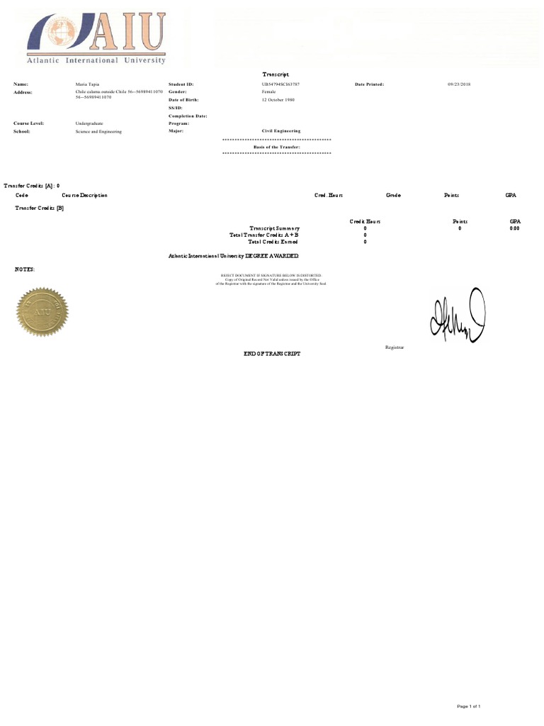 StudentTranscript PDF | PDF | Academia | Learning